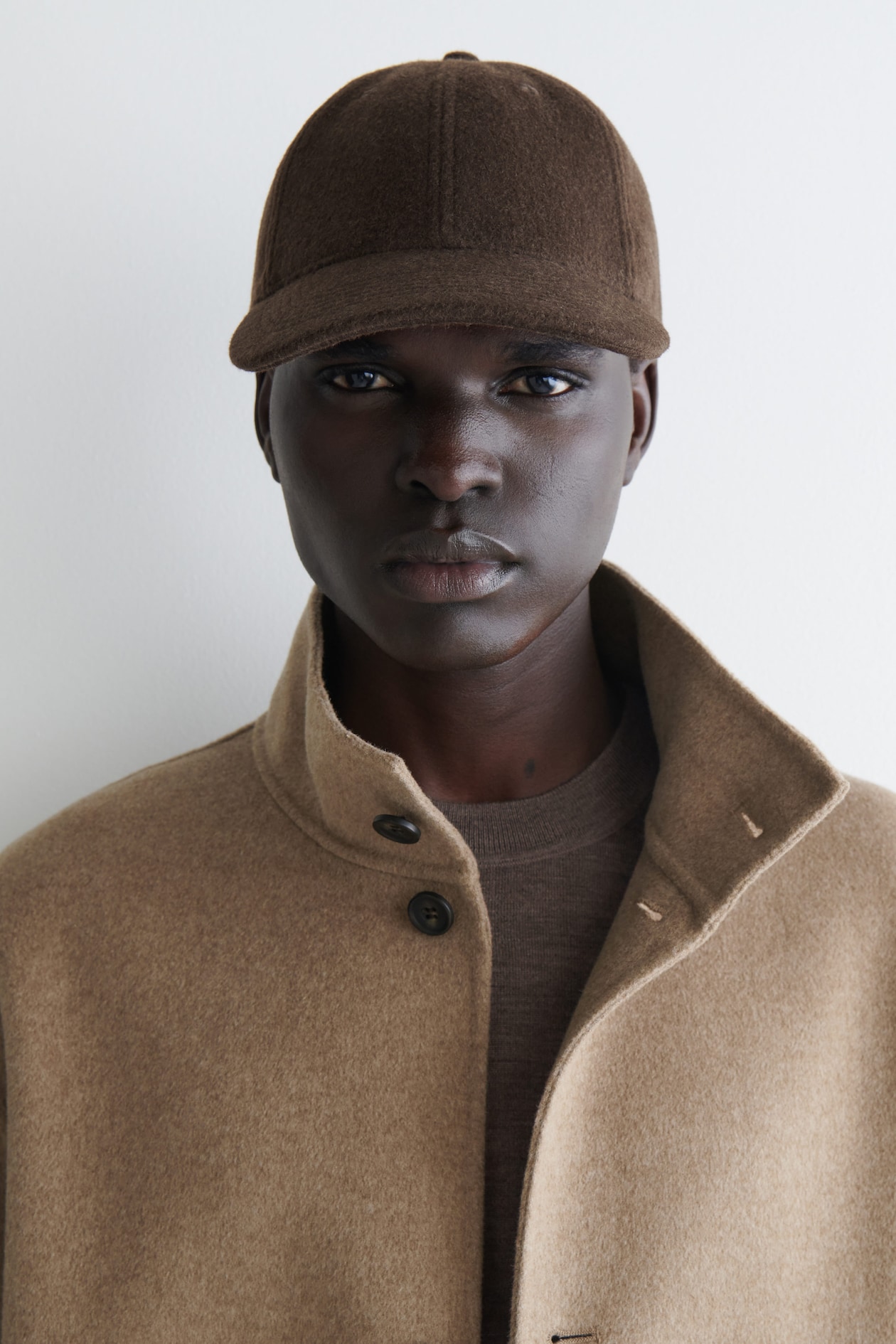 WOOL-BLEND BASEBALL CAP - BROWN | COS