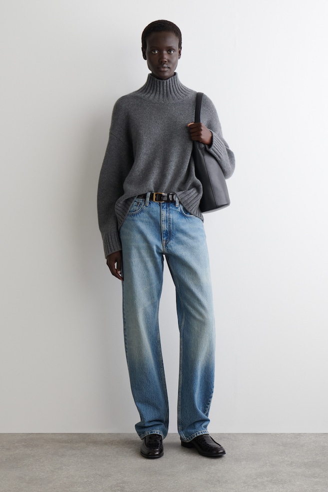 CASHMERE FUNNEL-NECK JUMPER - DARK-GREY MÉLANGE | COS