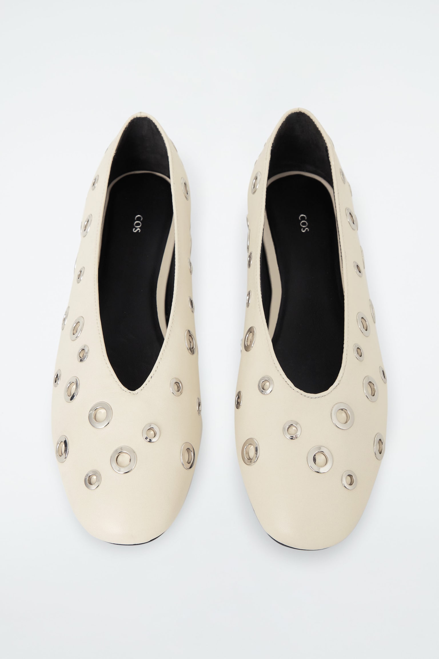 EYELET LEATHER BALLET FLATS - OFF WHITE | COS AU