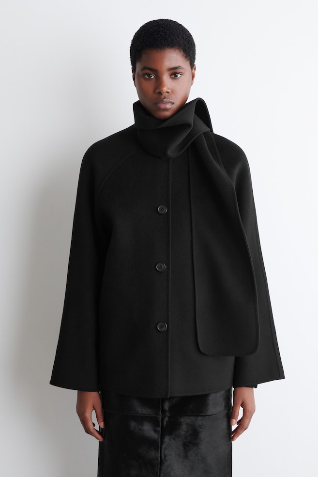 DOUBLE-FACED WOOL SCARF SHORT JACKET - BLACK | COS US