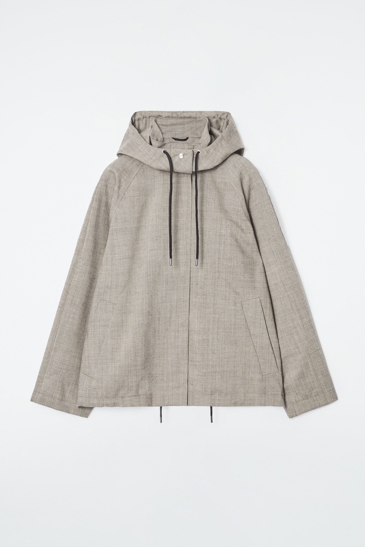 HOODED WOOL UTILITY JACKET - GREY MÉLANGE | COS