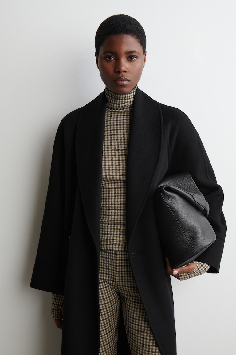MERINO WOOL TURTLENECK TOP - BEIGE / CHECKED | COS US
