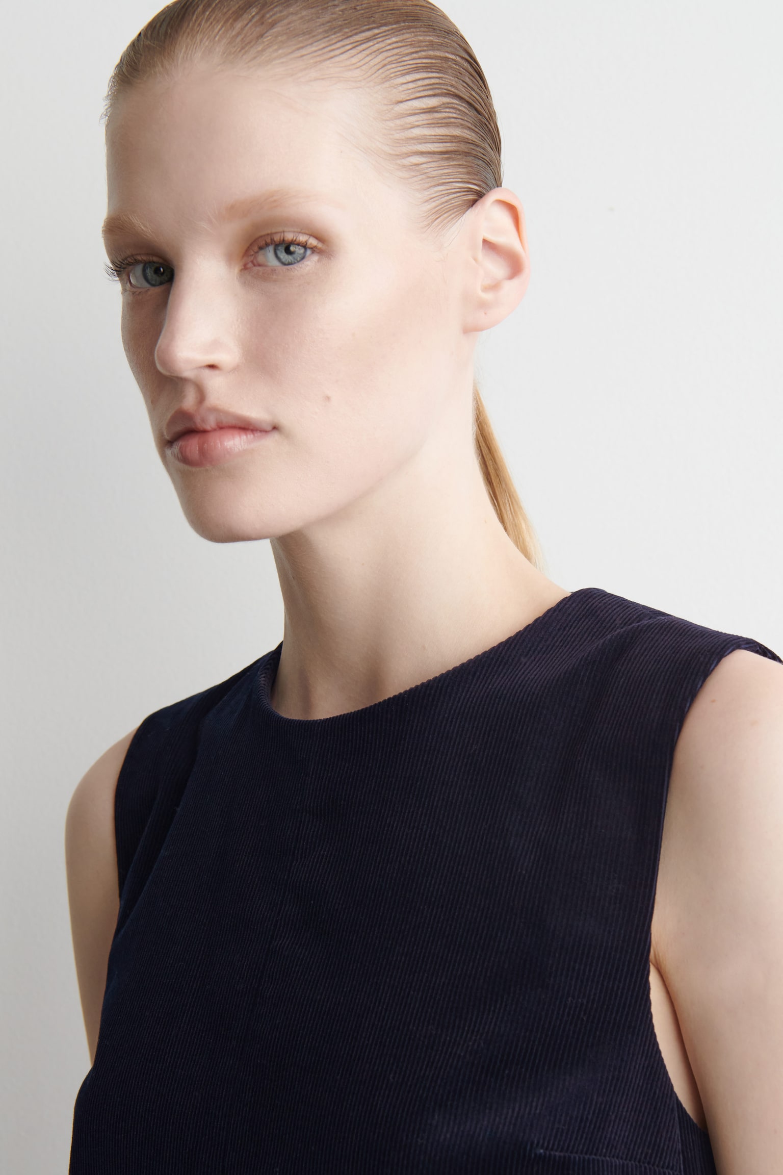 CORDUROY MINI SHIFT DRESS - NAVY | COS