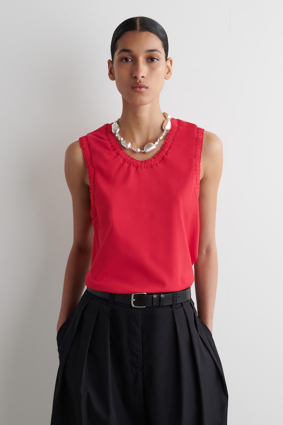 GATHERED COTTON TANK TOP - RED | COS