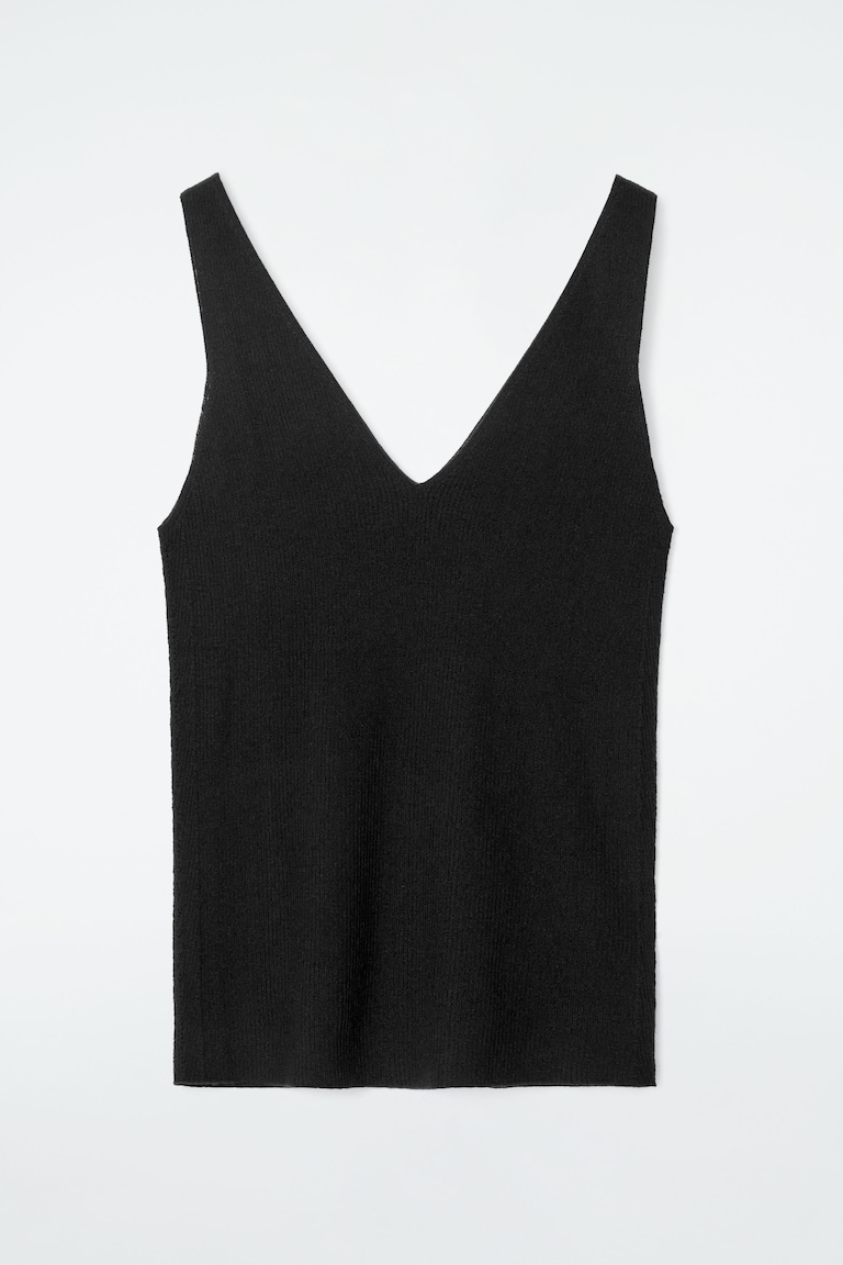 SLIM RIBBED CASHMERE TANK TOP - BLACK | COS GB