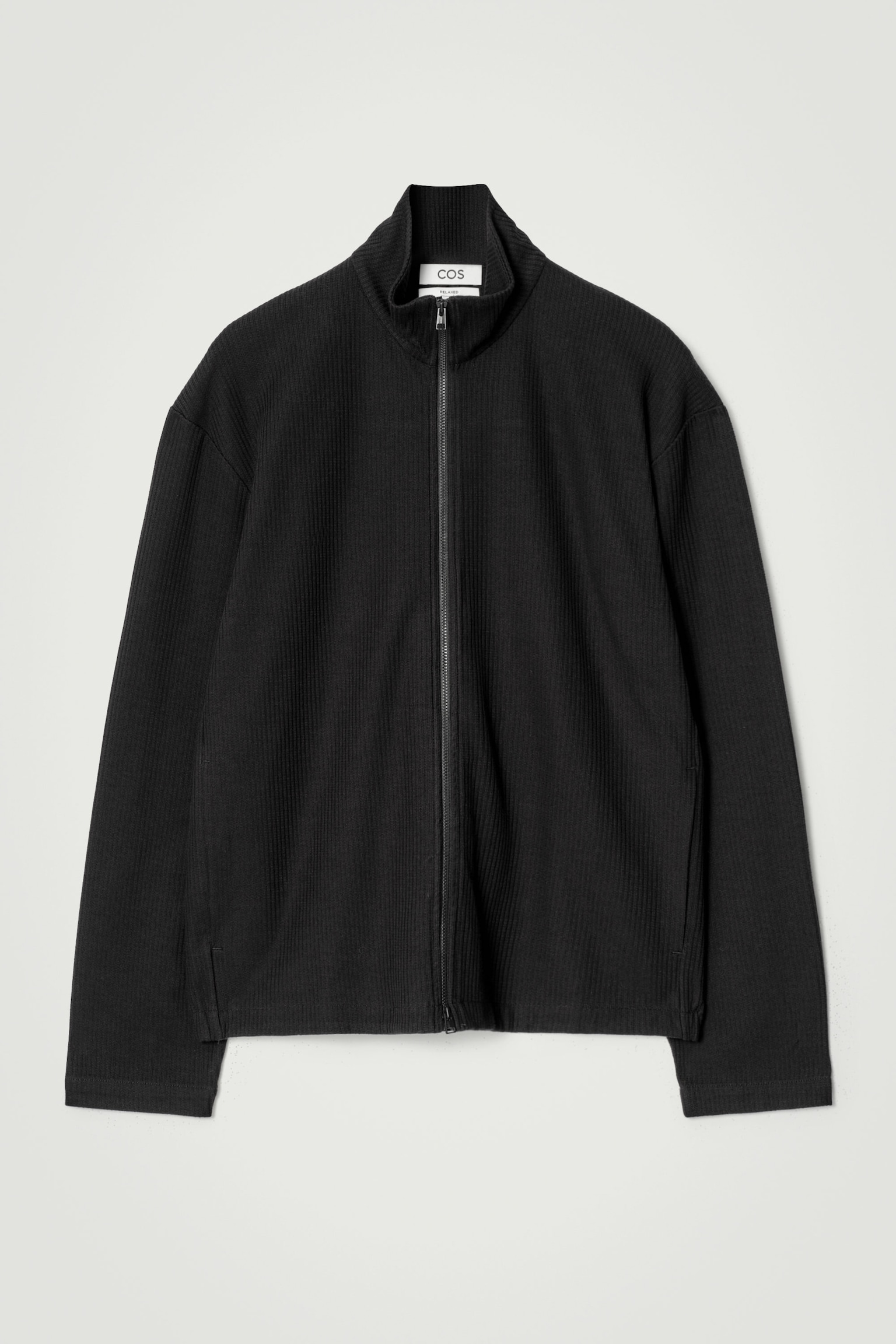 RIBBED JERSEY TRACK JACKET - BLACK | COS
