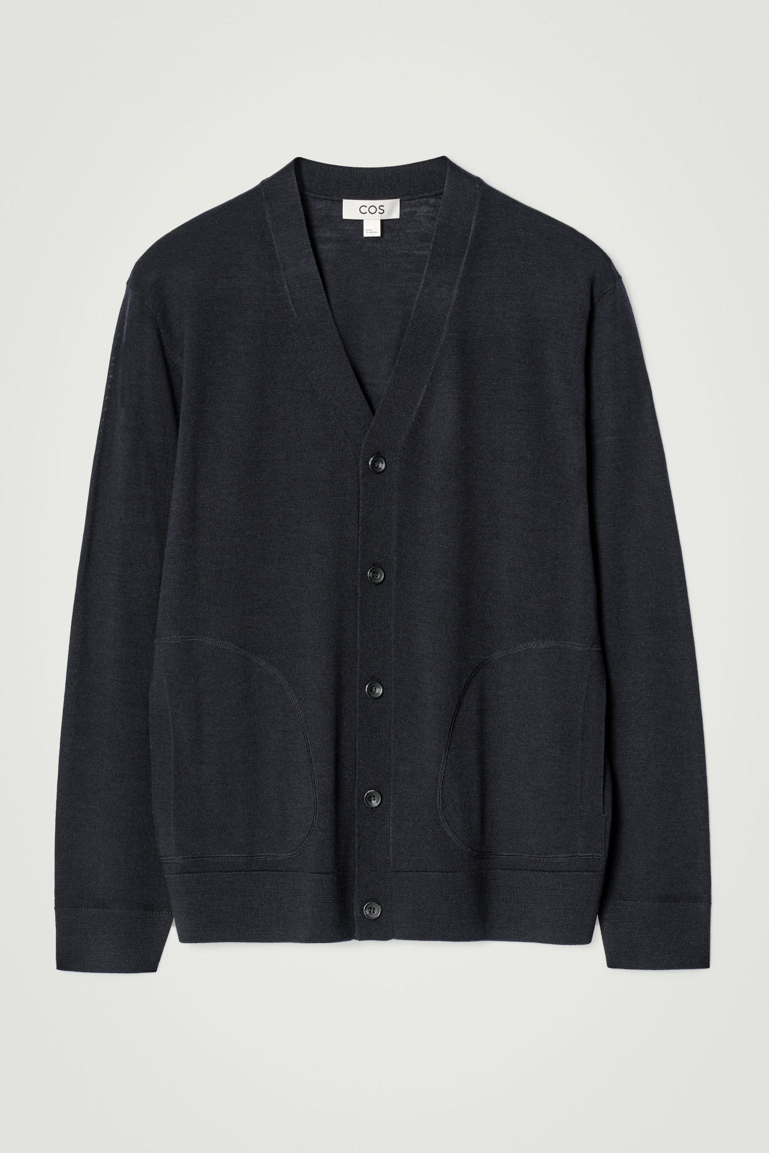 MERINO WOOL V-NECK CARDIGAN - NAVY | COS