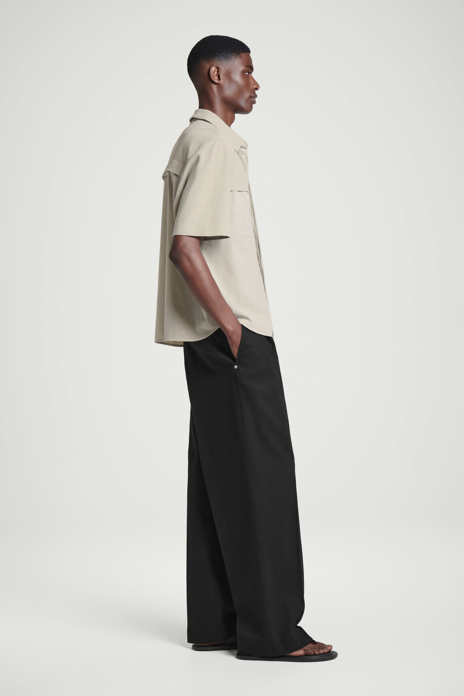 GARMENT-DYED PANELLED JERSEY SHIRT - MOLE | COS