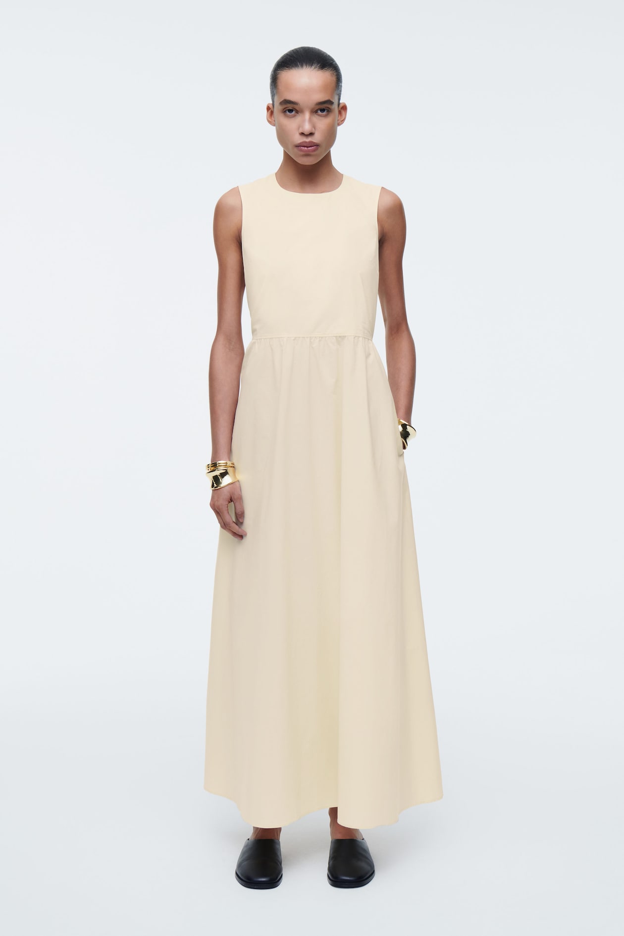 OPEN-BACK COTTON MAXI DRESS - BUTTERMILK | COS