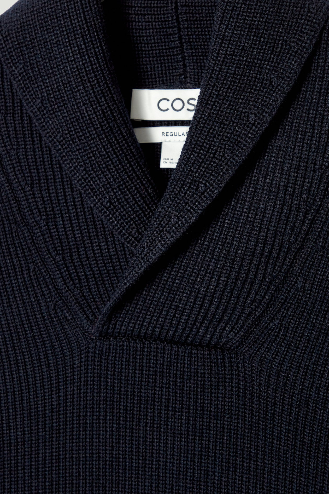 SHAWL-COLLAR RIBBED MERINO WOOL JUMPER - NAVY | COS