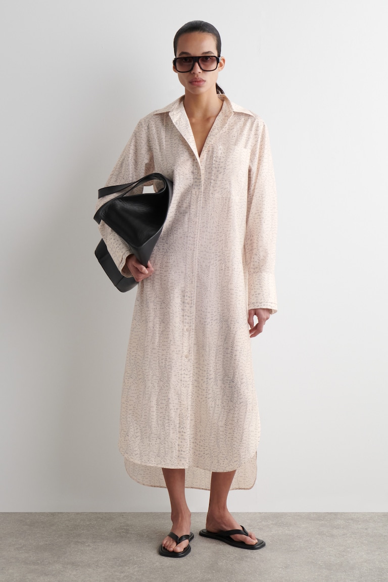 PRINTED FLUID SHIRT DRESS - PINK / PRINTED | COS