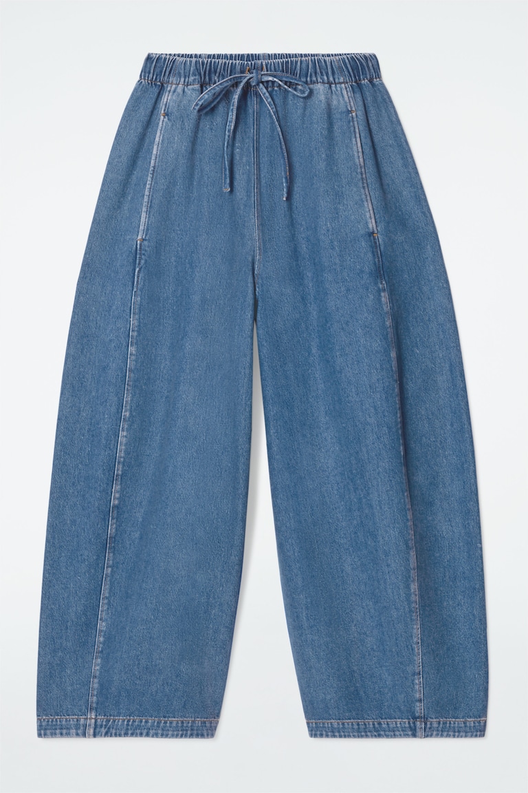 BARREL-LEG DENIM DRAWSTRING PANTS - BLUE | COS US