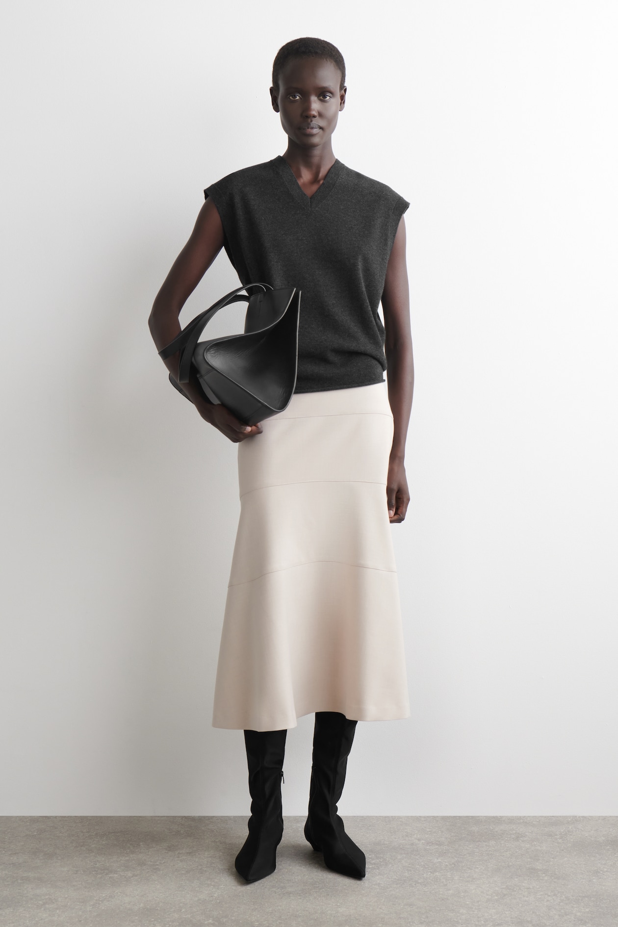 GEBOGEN A-LIJN MIDI-ROK - lichtbeige - DAMES | H&M NL