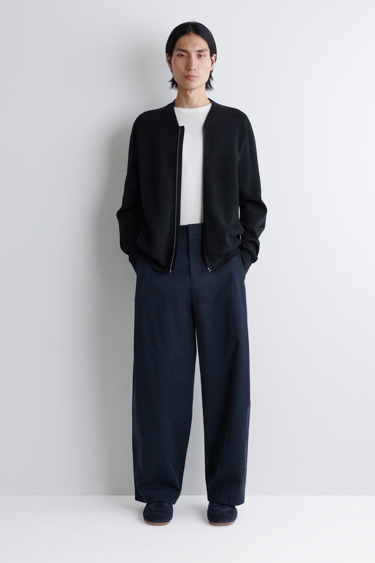 WIDE-LEG COTTON TROUSERS - NAVY | COS