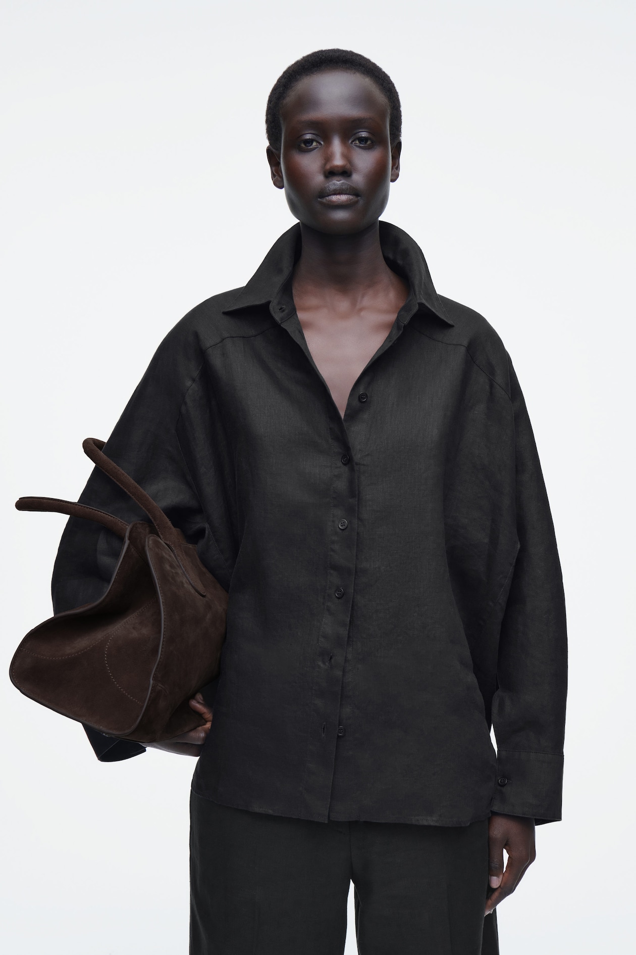 BOXY LINEN SHIRT - BLACK | COS
