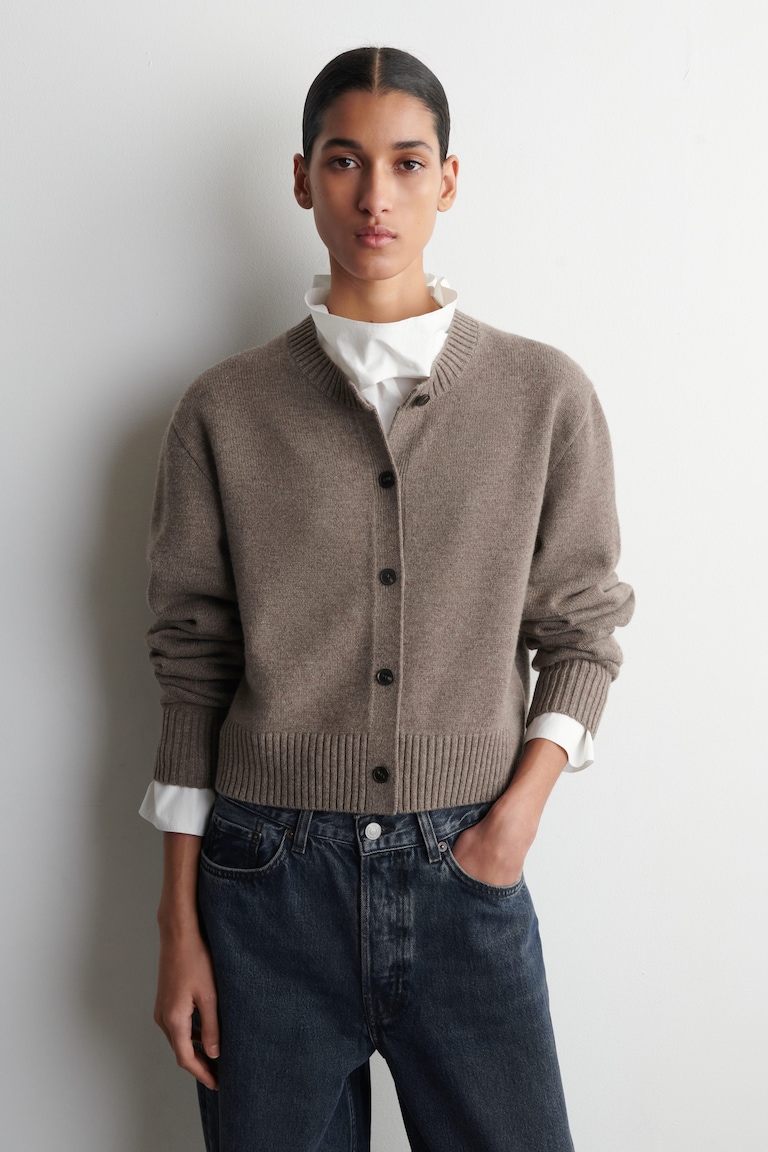 MERINO WOOL CARDIGAN - BEIGE MÉLANGE | COS DE