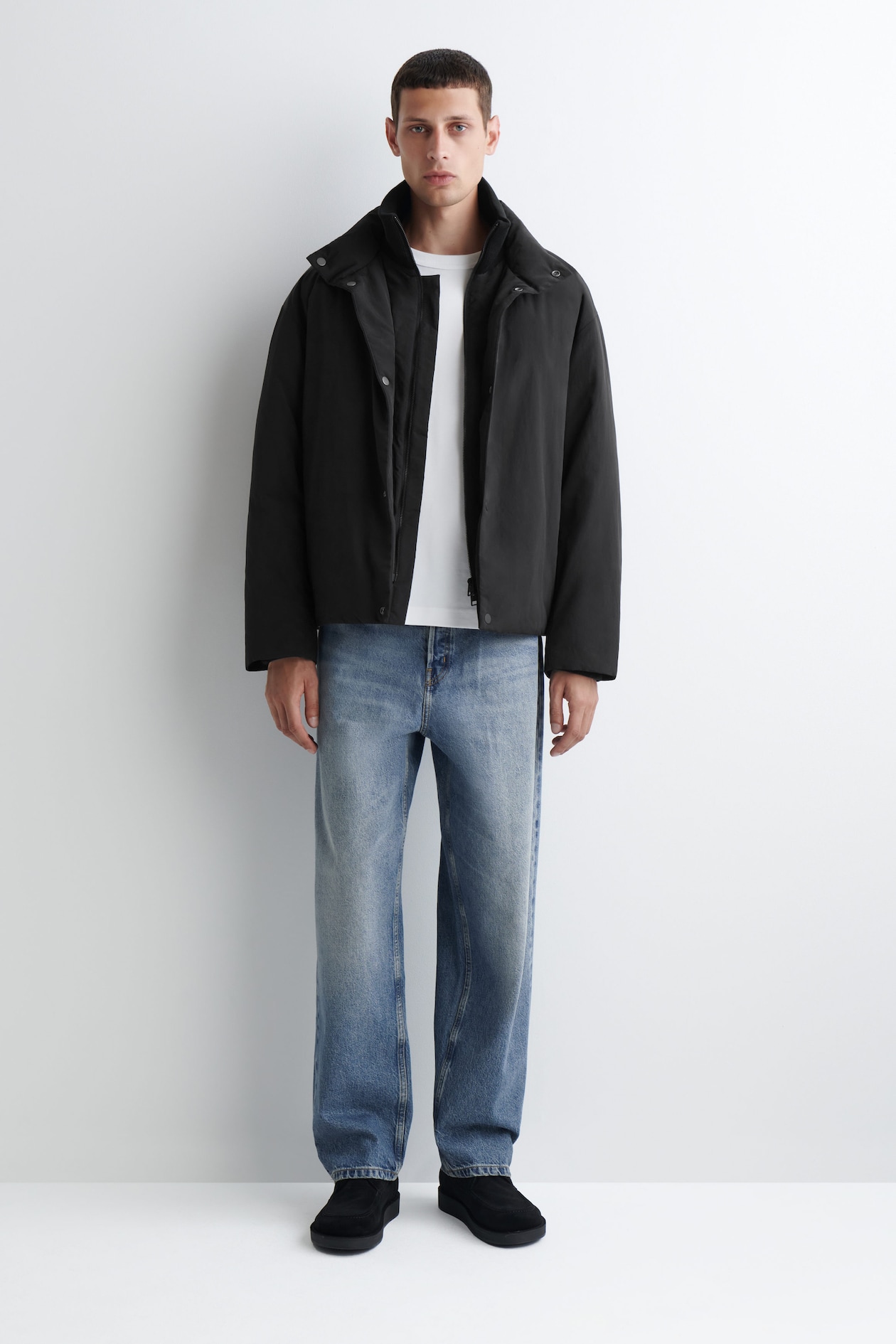 PADDED FUNNEL-NECK DOWN JACKET - BLACK | COS
