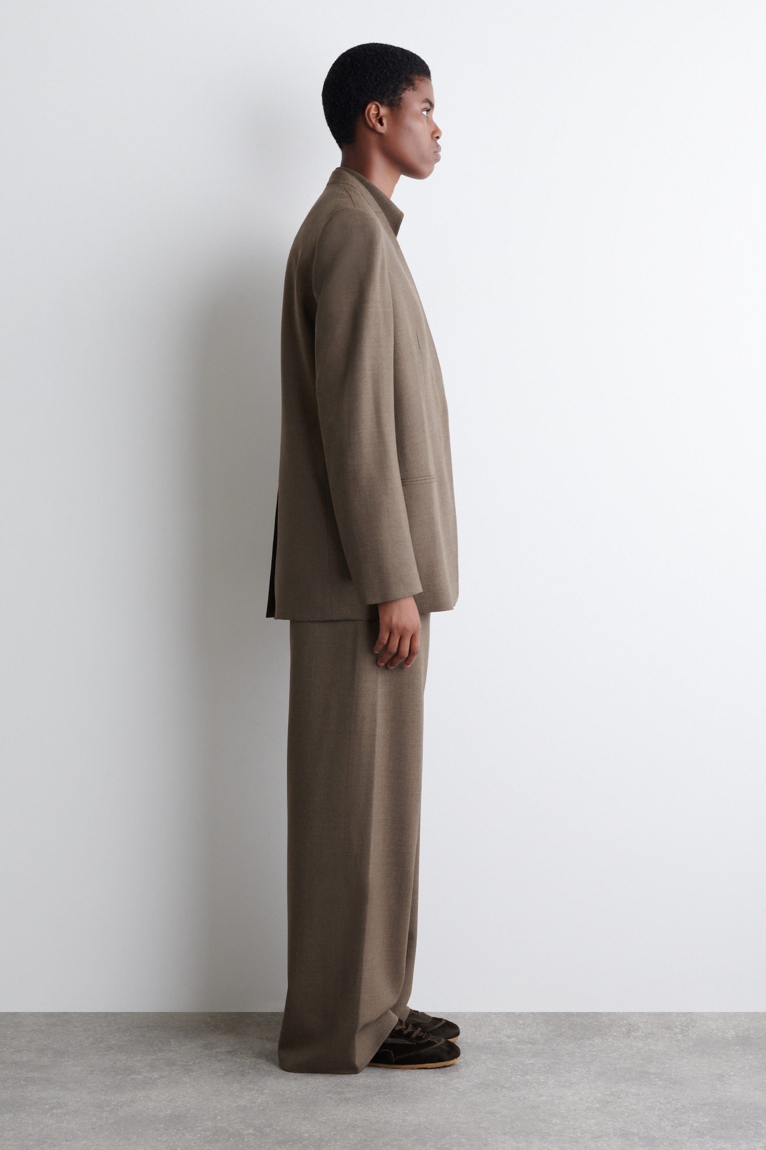 MINIMAL PONY HAIR-EFFECT LEATHER TRAINERS - CHOCOLATE | COS NO