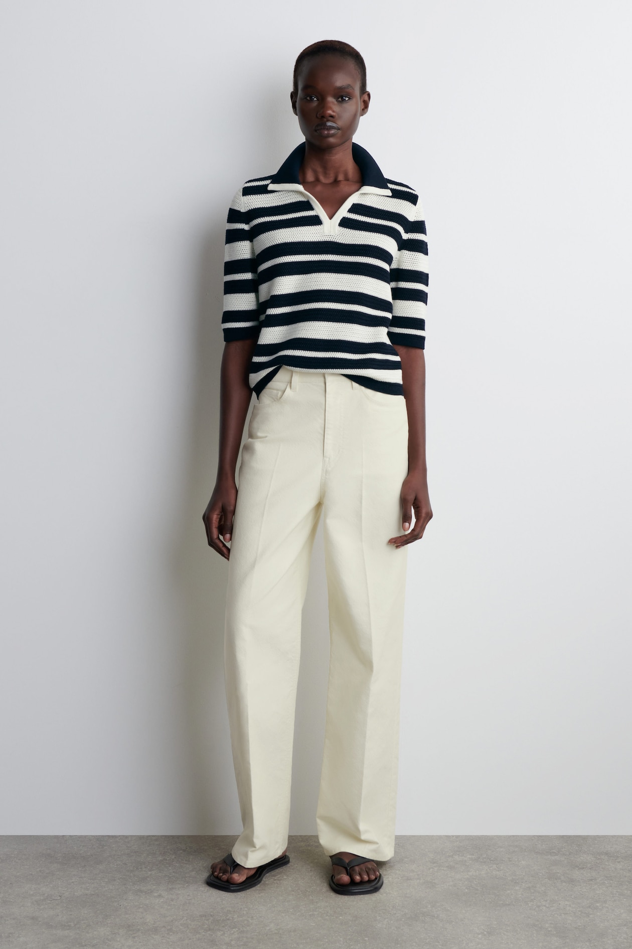 COTTON-CANVAS STRAIGHT-LEG PANTS - CHALK | COS US