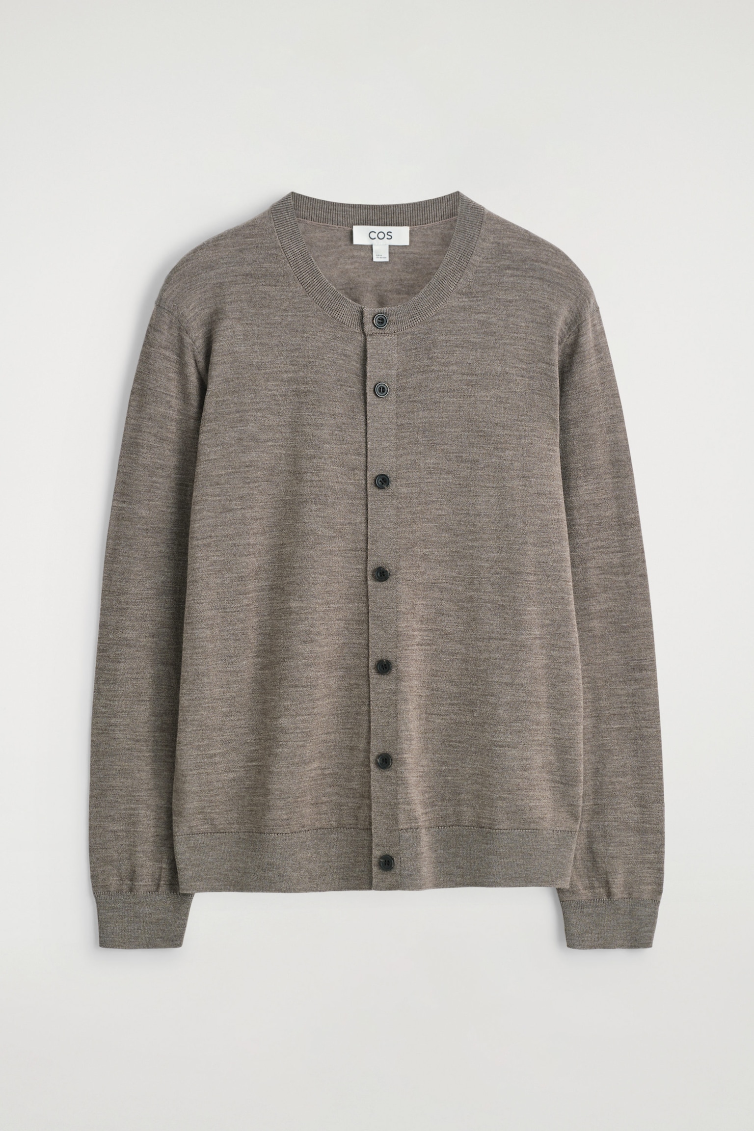 MERINO WOOL CREW-NECK CARDIGAN - GRAY MÉLANGE | COS