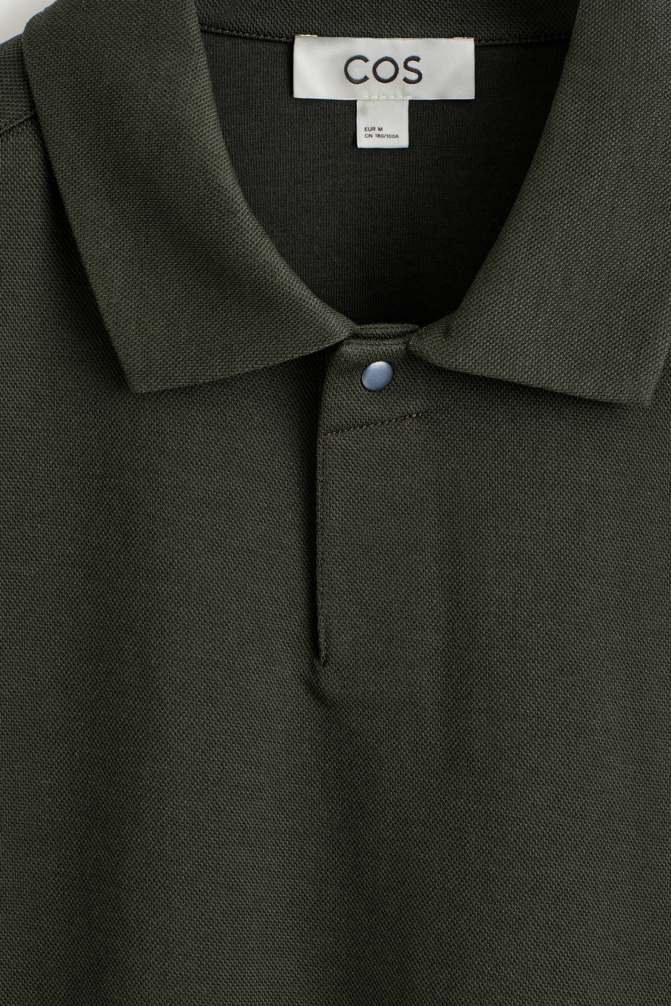 KOSZULKA POLO Z PIKI BAWEŁNIANEJ - CIEMNOZIELONY - ON | H&M PL