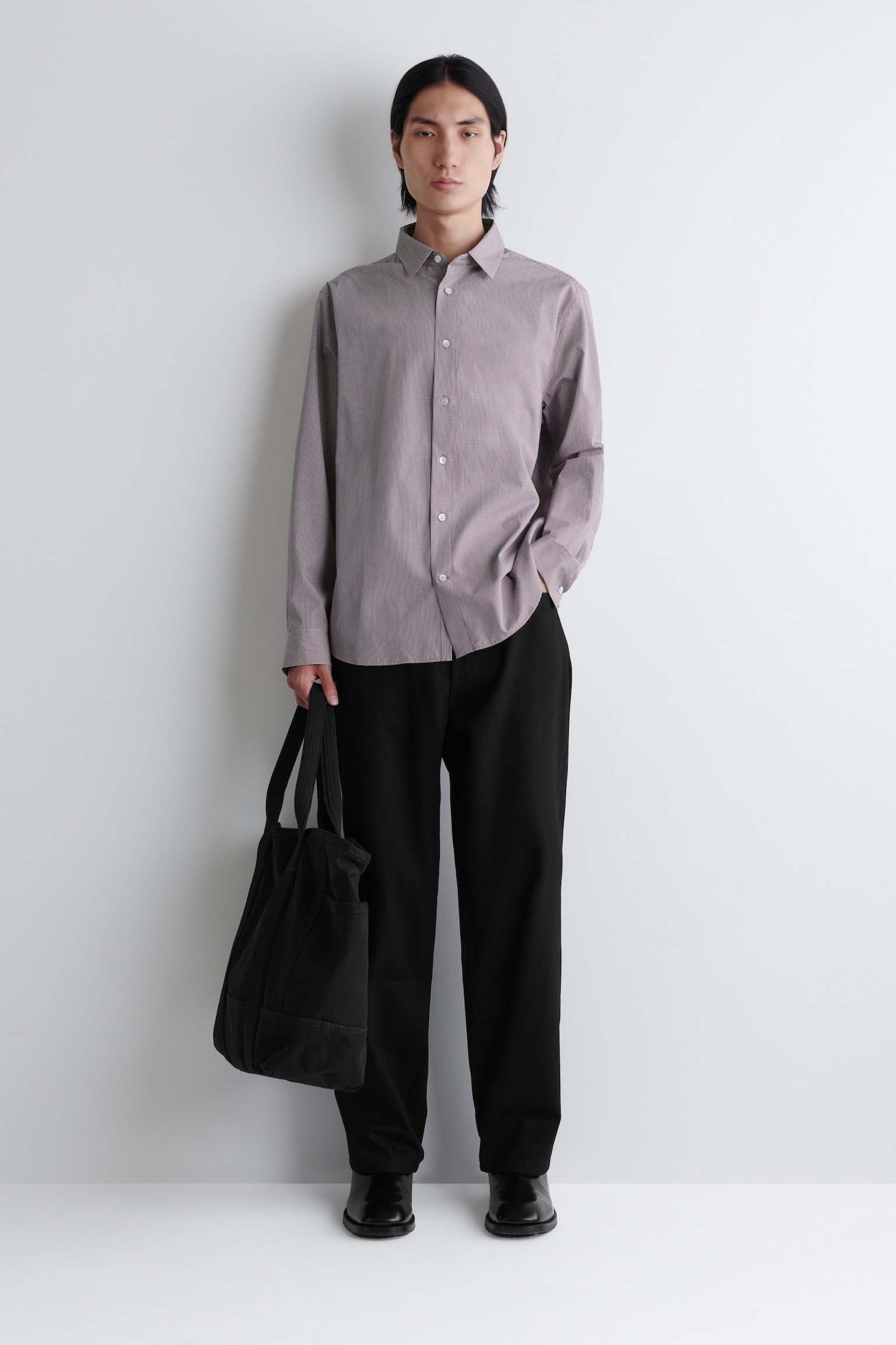 RELAXED CHECKED COTTON-POPLIN SHIRT - RED / BLUE / CHECKED | COS