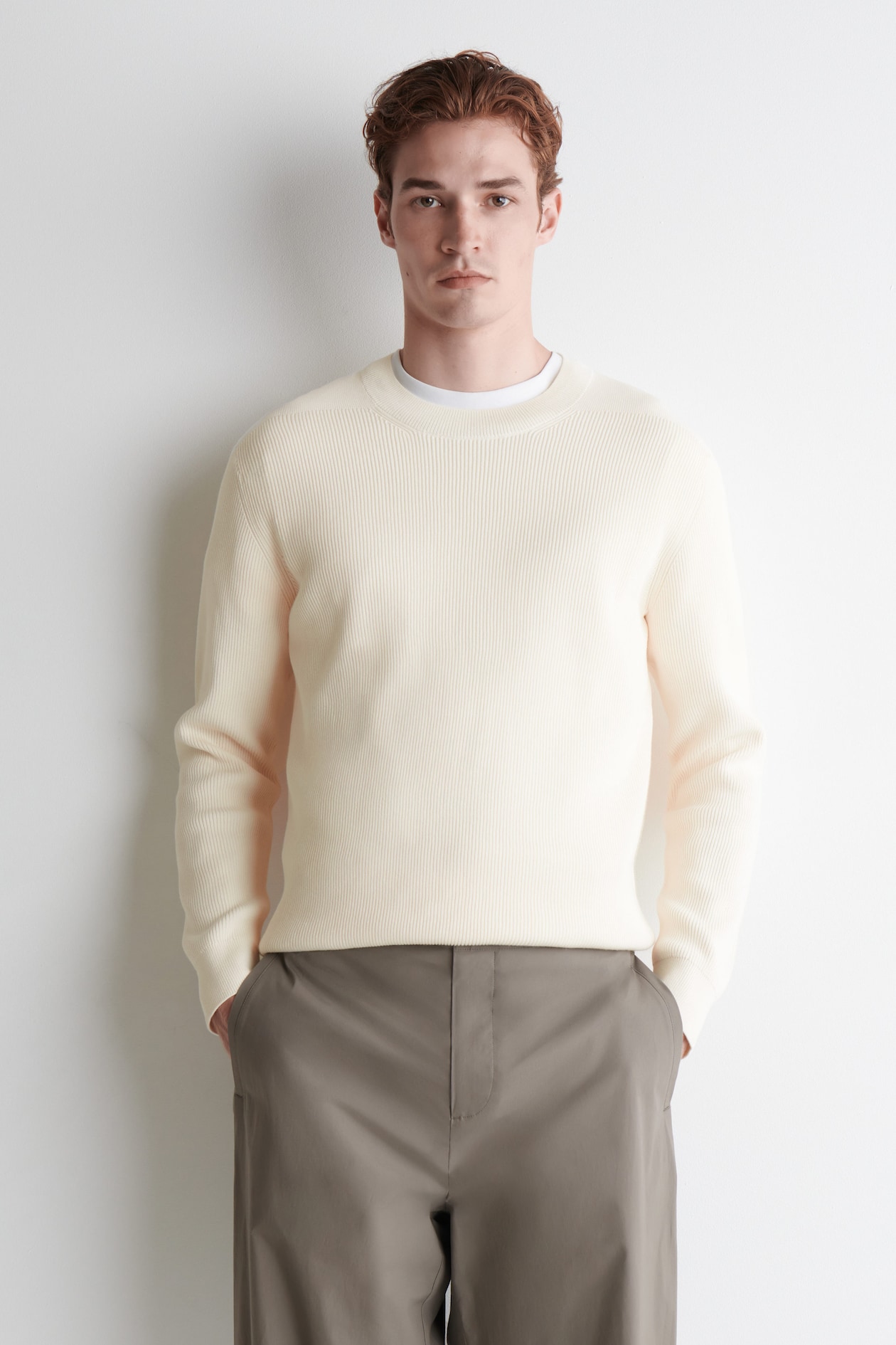 COTTON CREW-NECK SWEATER - OFF-WHITE | COS