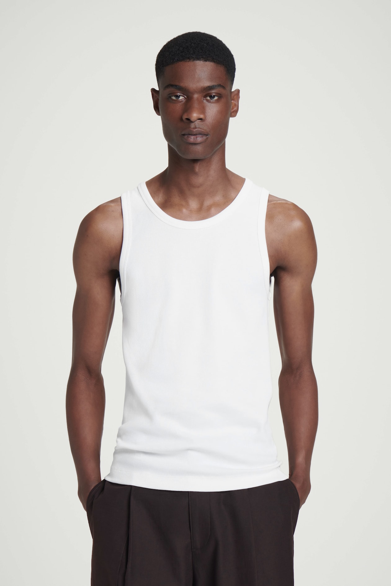 SLIM RIBBED COTTON TANK TOP - WHITE | COS