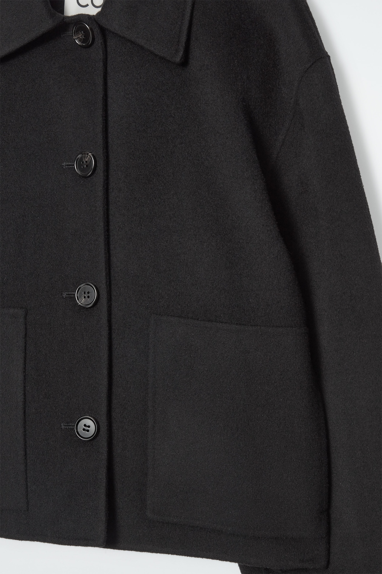 BOXY DOUBLE-FACED WOOL SHORT JACKET - BLACK | COS