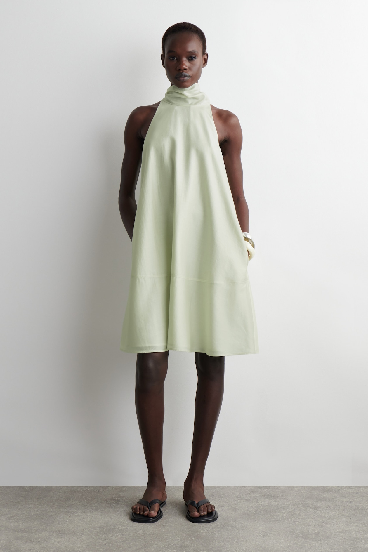FLUID HALTERNECK MINI DRESS - LIGHT GREEN | COS