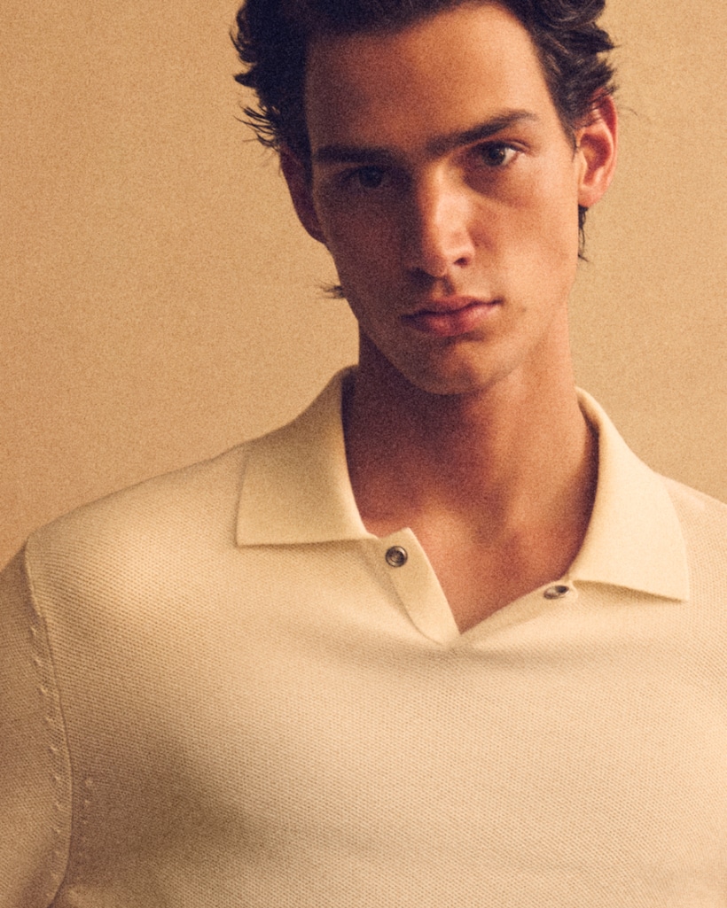 SLIM-FIT RIBBED HENLEY T-SHIRT - WHITE | COS