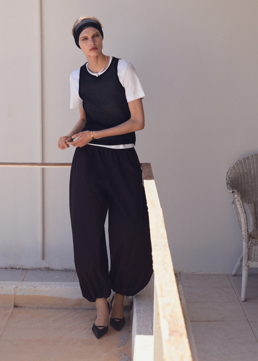 FLUID COTTON BALLOON TROUSERS - IVORY | COS